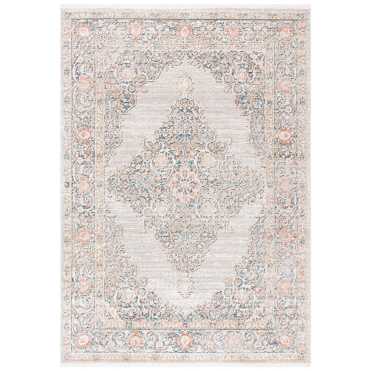 SAFAVIEH Shivan Collection 5'3" x 7'6" Grey / Rose SHV726F Shabby Chic Medallion Distressed Non-Shedding Living Room Bedroom Dining Home Office Area Rug