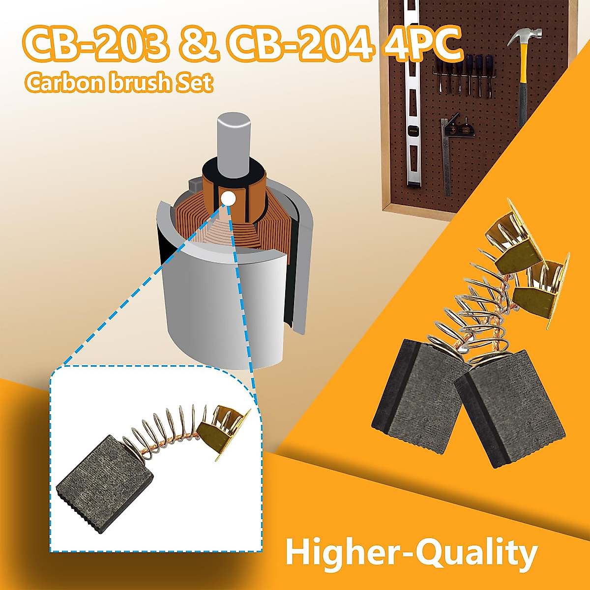 191953-5 191957-7 Carbon brush Replacement for for Makita Angle Grinder Replaces CB202 CB203 CB204 GA9020 Electric Motor Power Tool Part (4 pack)