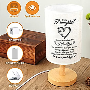 SOUHONEY Daughter Gifts from Mom Dad Table Lamp - Best Birthday Gifts for Daughter Fabric Wooden Desk Lamp - Christmas Gifts for Bedroom Living Room Graduation Season Gifts for Daughter