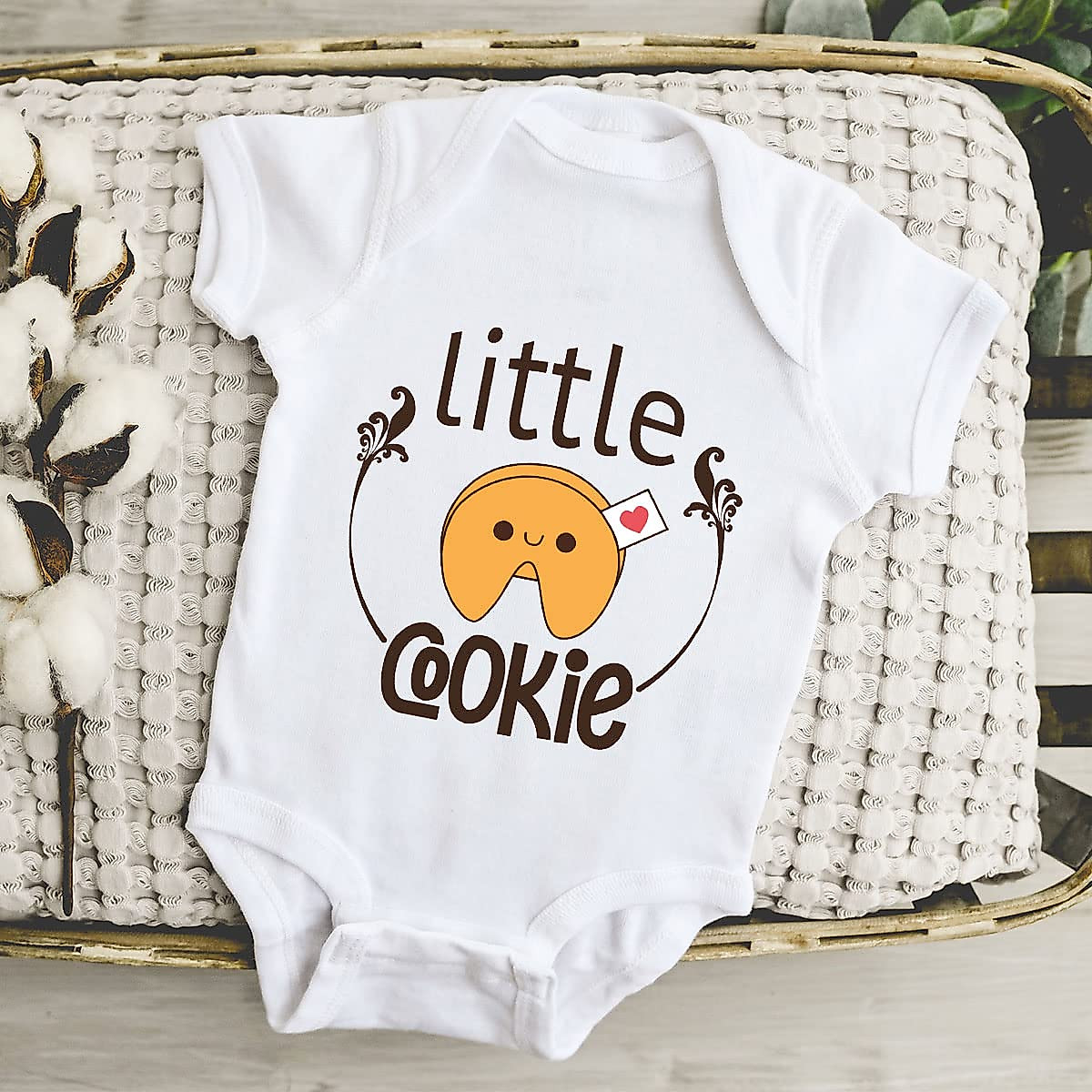 Little Fortune Cookie Funny Baby Onesie, Chinese Asian Food Newborn Bodysuit, Little Cookie Toddler Tee, Baby Shower Gift (Baby Onesie)