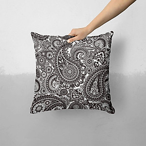 iiRov Black & White Pasiley Pattern - Custom Decorative Home Decor Indoor or Outdoor Throw Pillow Cover for Sofa, Bed or Couch Cushion (Pillow CASE Cover ONLY)