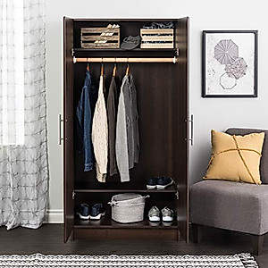 Prepac Elite 2 Door Wardrobe Cabinet, 32" W x 65" H x 20" D, Espresso