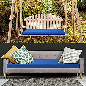Outdoor Bench Cushion for Patio Furniture with Ties Indoor Settee Seat Replacement Pad Garden Porch Swing 42 x 18 Inch, Blue
