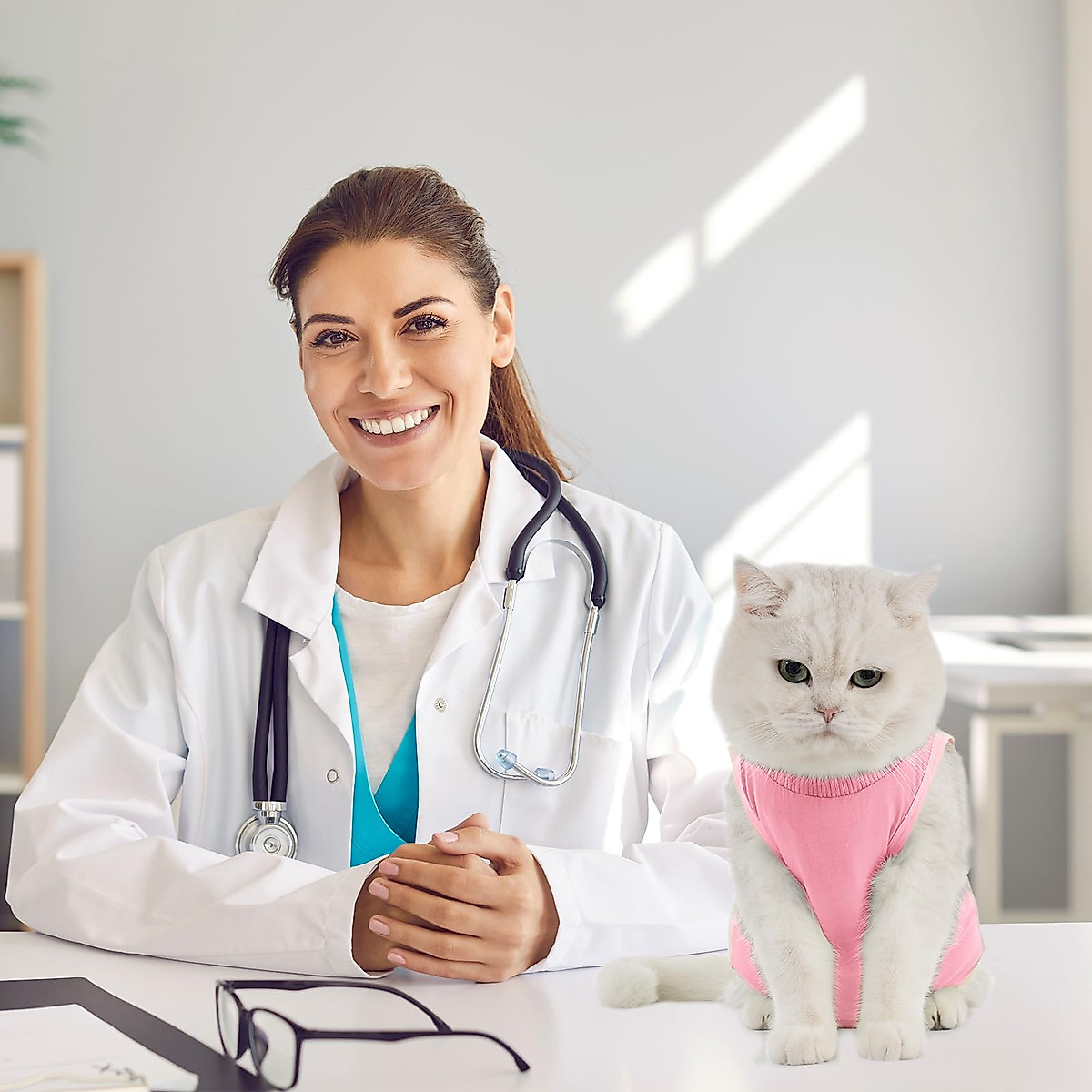 Avont Cat Recovery Suit - Kitten Onesie for Cats After Surgery, Cone of Shame Alternative Surgical Spay Suit for Female Cat, Post-Surgery or Skin Diseases Protection -Pink(M)