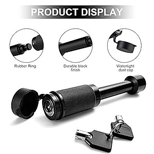 ZBGUN 2 PCS American Flag Car Tow Hook Dust Plug, 2In Heavy Metal Anti-theft Trailer Hitch Lock with 2 Keys, Universal Durable Square Truck Trailer Receiver Protective Accessories for Car SUV (Silver)