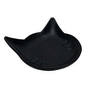 SOFFEE DESIGN Light Resin Jewelry Tray Black Cat Head Shape Storage for Ring/Earring/Necklace/Trinket Dish, Suitable for Entryway/Side Cabinet/Bedside Table/Washstand/Dressing Table