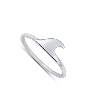 High Polish Wave Ocean Shark Ring New .925 Sterling Silver Band Size 6