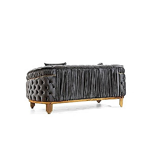 Galaxy Home Furnishings Vanessa Tufted Upholstery Loveseat Finished with Velvet Fabric in Gray