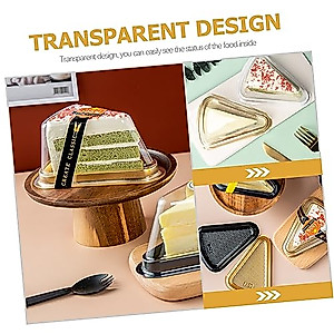 Abaodam 100 Sets Triangular Cake Box Triangle Containers with Lids Cake Tray Transparent Cake Holder Slice Cheesecake Containers Plastic Containers Sandwich Case Mini Pet Pastry Box