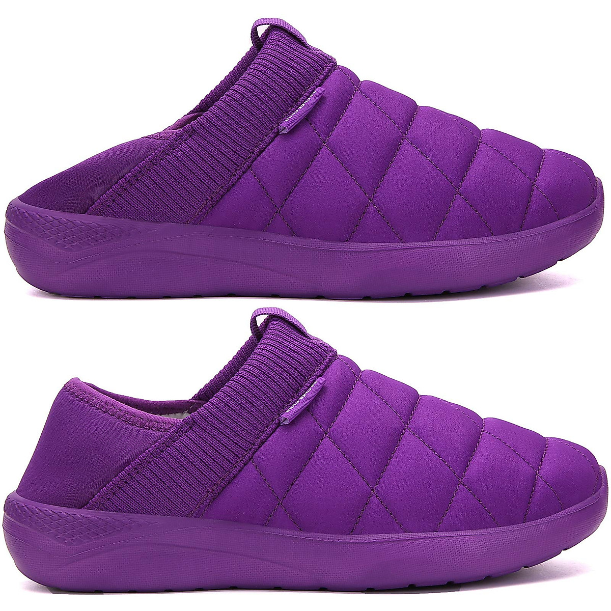 KUBUA Slippers for Men and Womens Indoor House Shoes Plush Slip on Outdoor Garden Loafers Purple 9 Women / 7 Men