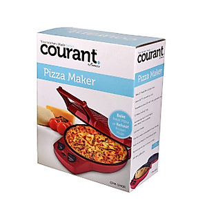 Courant Pizza Maker, 12 Inch Pizza Cooker and Calzone Maker, with Timer &Temperatures control, 1440 Watts Pizza Oven convert to Electric indoor Grill, Red