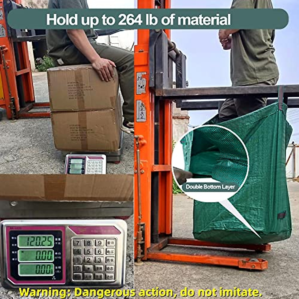 Pilntons 2 Pack 137 Gallons Reusable Yard Waste Bags with Double Bottom Extra Large Lawn Leaf Bags Heavy Duty With 4 Reinforced Handles Garden waste Bags Containers for Debris Grass Clipping