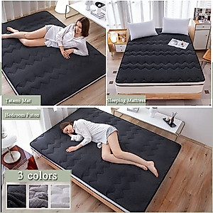 GYK Thicken Memory Foam Mattress Topper,Foldable Camping Road Trip Japanese Floor Futon,Tatami Mat Sleeping Pad,Knitted air Layer Cotton Fabric,Four-Sided Has Breathable Mesh,Cool Sleep