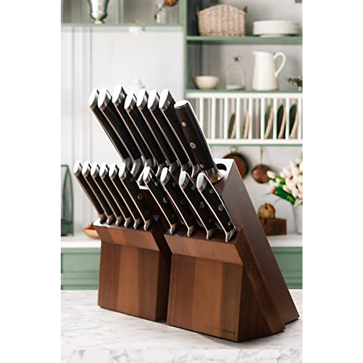 DALSTRONG Knife Block Set - 18 Piece Colossal Knife Set - Gladiator Series - High Carbon German Steel - Acacia Wood - ABS Handles Kitchen Knives - Premium Kitchen Knife Set with Block - NSF Certified