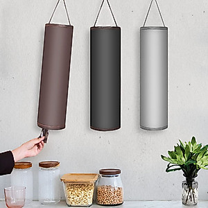 3 Pieces Plastic Bag Holder Folding Hanging Storage Grocery Bag Plastic Bag Holder Dispensers Trash Bags Holder Organizer (B-Black)