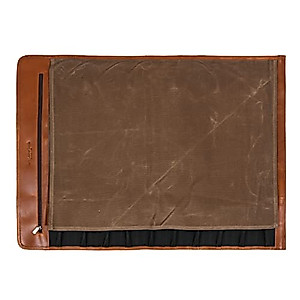Leather Canvas Knife Roll Storage Bag Expandable 10 Pockets Detachable Shoulder Strap Travel-Friendly Chef Knife Case Roll By Aaron Leather Goods (OVIEDO, Canvas Leather)