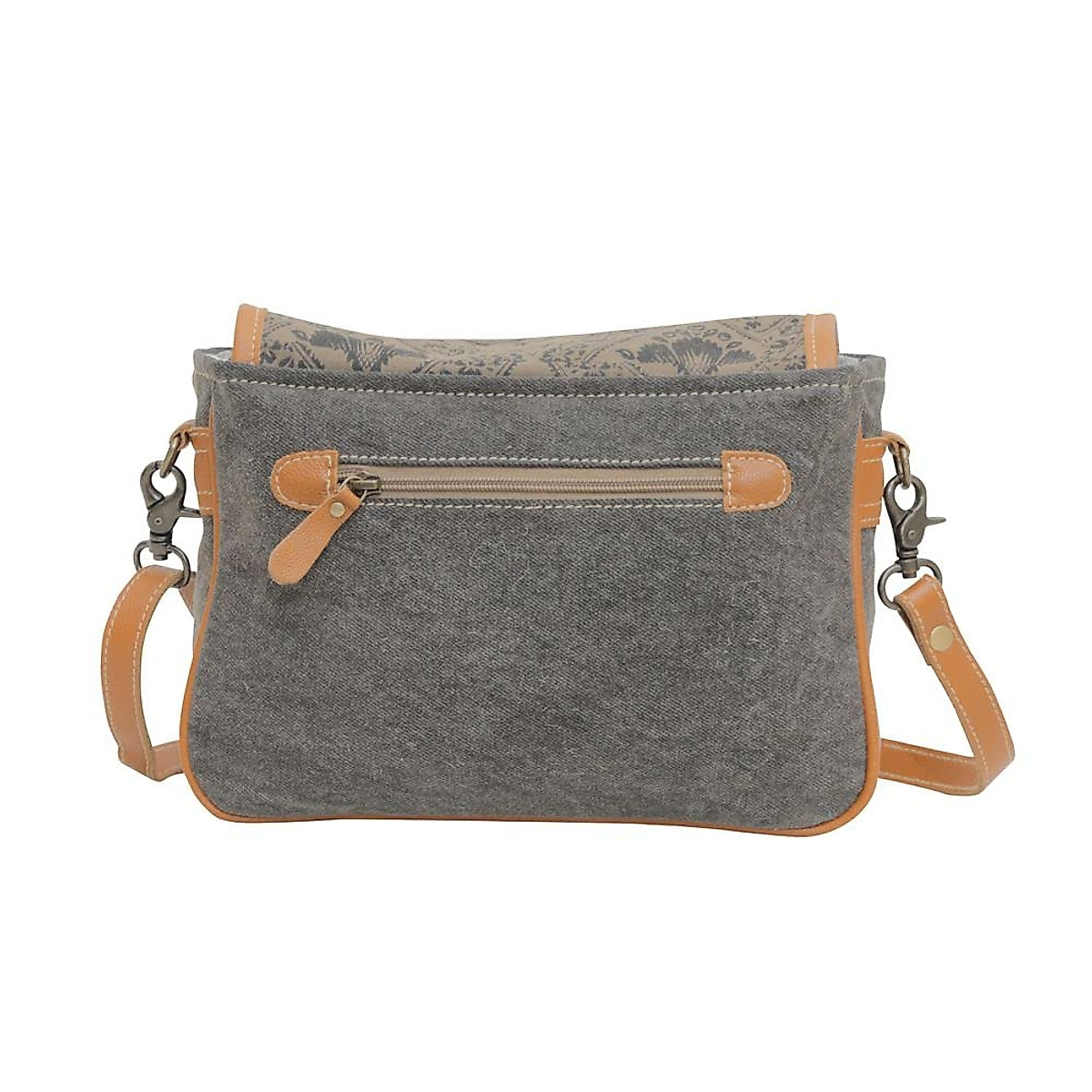 Myra Bag Western Leather Messenger Bag for Women - Upcycled Canvas Shoulder Crossbody Bag