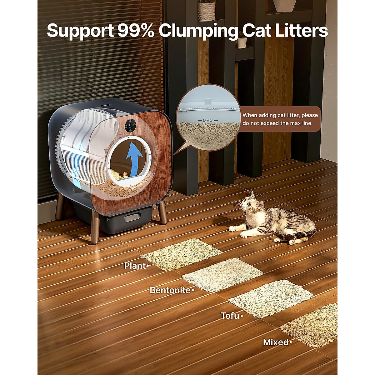 PAWBBY Self Cleaning Litter Box, Automatic Cat Litter Box Self Cleaning for Multi Cats, TUV Certified/Anti-Pinch/Safety Protection/Odor Removal/APP Control Extra Large Litter Box with Mat & Liner