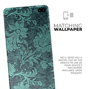 DesignSkinz Green and Teal Floral Velvet v3 Protective Vinyl Decal Wrap Skin Cover Compatible with The Samsung Galaxy S20 (Screen Trim & Back Glass Skin)