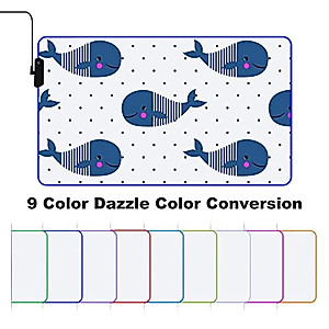 Cute Funny Animal Cartoon Polka Dot Art Large Mouse Pad Gaming Mouse Pad RGB Laptop USB Illuminated LED Home Office Accessories Desk Pad