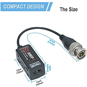 ANLINK 4 Pairs 4K 8MP HD Passive Video Balun Connectors, CCTV BNC Passive Video Balun Transceiver for BNC Male Cable via CAT5/5E/6 Twisted Pair Transmitter CCTV Camera System (4 Pairs, Screw Type)