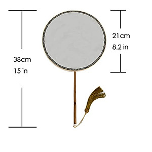 HangErFeng Chinese Round Fan Silk Double-sided Hand made Embroidered Palace Fan Peony Lotus 34 Red 2