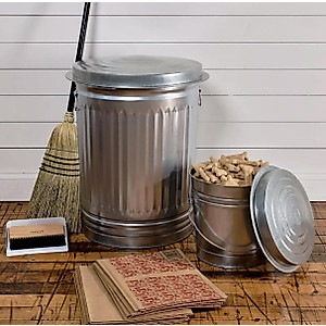 Generic 31 Gallon Galvanized Steel Round Metal Household Trash Can with Lid, Grey