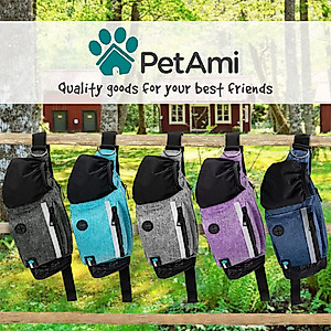 PetAmi Dog Fanny Pack, Treat Pouch for Dog Walking, Training, Built in Poop Bag Dispenser, Water Bottle Holder, Collapsible Bowl, Pet Treat Waist Belt for Hiking, Running, Kibbles (Navy Blue)