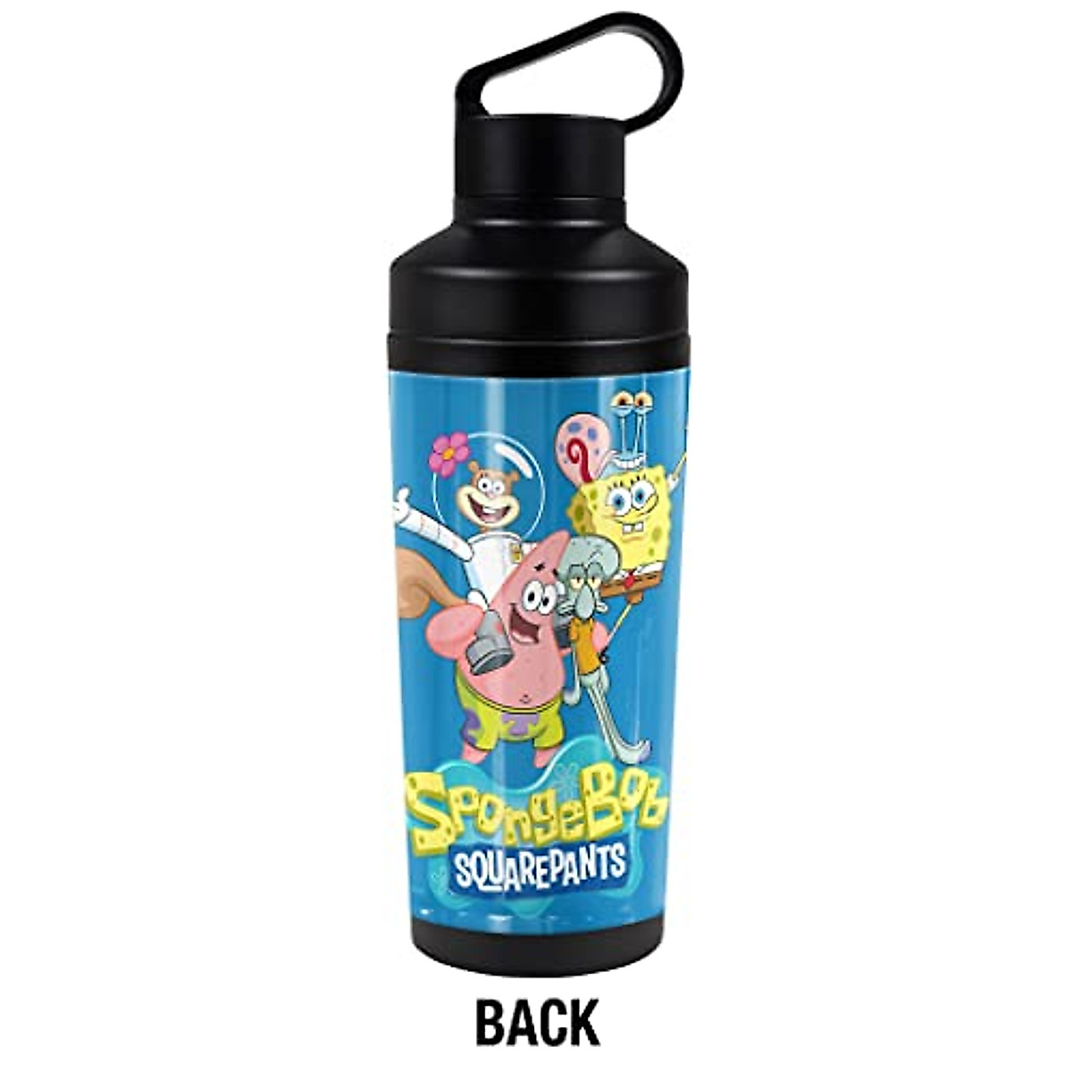 Spongebob OFFICIAL Spongebob Group Shot 18 oz Insulated Water Bottle, Leak Resistant, Vacuum Insulated Stainless Steel with 2-in-1 Loop Cap