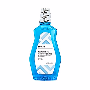 Amazon Brand - Solimo Multi Action Antiseptic Mouthwash, Alcohol Free, Fresh Mint, 1 Liter, 33.8 Fluid Ounces, Pack of 1