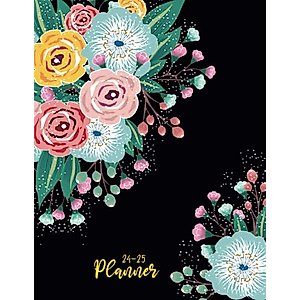 2024-2025 Planner: Monthly Planner, Floral Cover ,Two Year Calendar Schedule Organizer, January 2024 to December 2025.