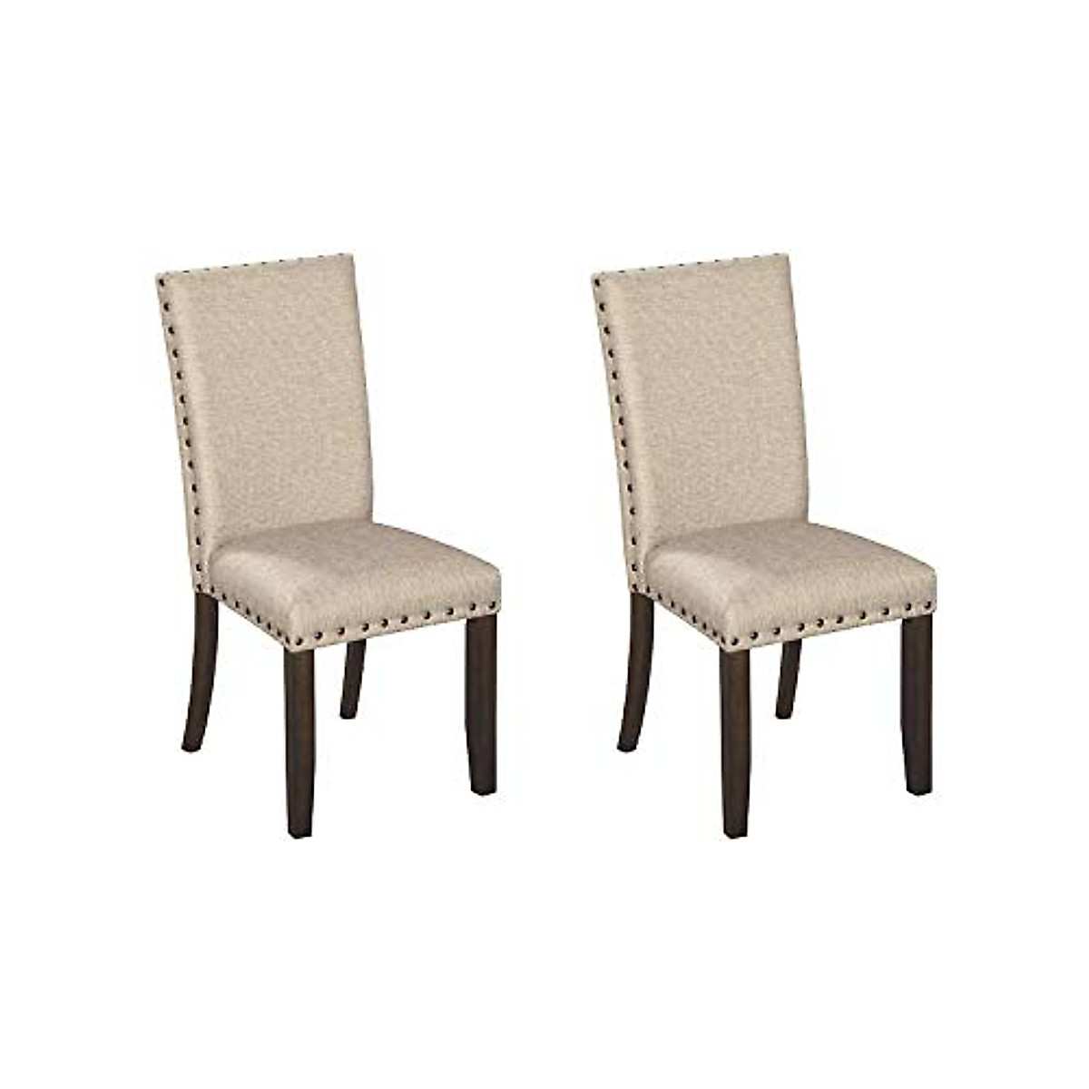 Signature Design by Ashley Rokane Dining Room Upholstered Chair Set of 2, Beige