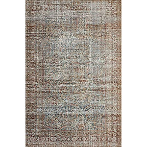 Chris Loves Julia x Loloi Jules Collection JUL-05 Lagoon / Brick 7'-6" x 9'-6" Area Rug