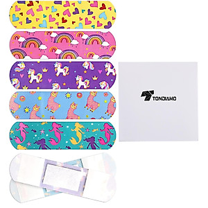 5 Styles Kids Cartoon Bandages Flexible Adhesive Colorful Strips Waterproof Cute Bandages for Girls Repair Tape Knuckle Stickers Comfortable Protection Care for Cuts Scrapes Burns (200 Pieces)