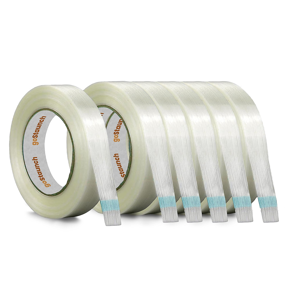 4pcs Strapping Tape, 1.88" x 30yds Heavy Duty Packing Tape - 5.5mil Fiberglass Tape - 2X Thicker Shipping Tape - Synthetic PET Adhesive Filament Tape - Reinforced Packing Tape for Moving Boxes