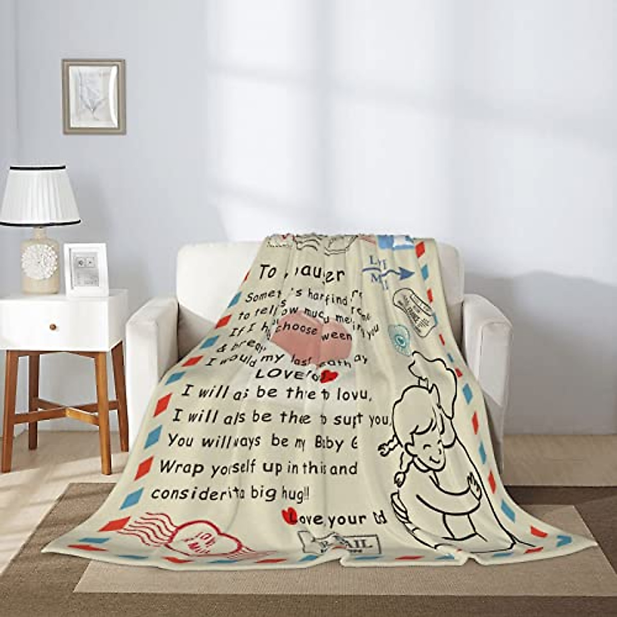 to My Daughter Blanket from Dad | Super Soft Daughter Gifts Letter Printed Throw Blankets 50"x60" | Daughter Gifts from Dad for Bed Couch | Valentines Birthday Present Ideas for Daughter from Dad