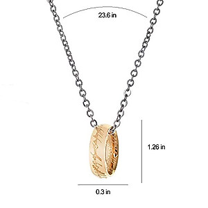 LUREME Engraved Gold Plated Stainless Steel Ring Pendant Chain Necklace A1000001