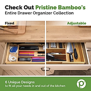 Pristine Bamboo Silverware Organizer– Utensil Organizer for Kitchen Drawers – Small Extra-Deep Wooden Kitchen Drawer Organizer Divider for Spoons Forks Knives cutleries