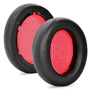 defean Life Q10 Earpads Replacement Ear Cushion Cover Ear Pads Cushion Compatible with Anker Soundcore Life Q10 / Q10 Bluetooth Headset, Softer Leather,High-Density Noise Cancelling Foam (Black-red)