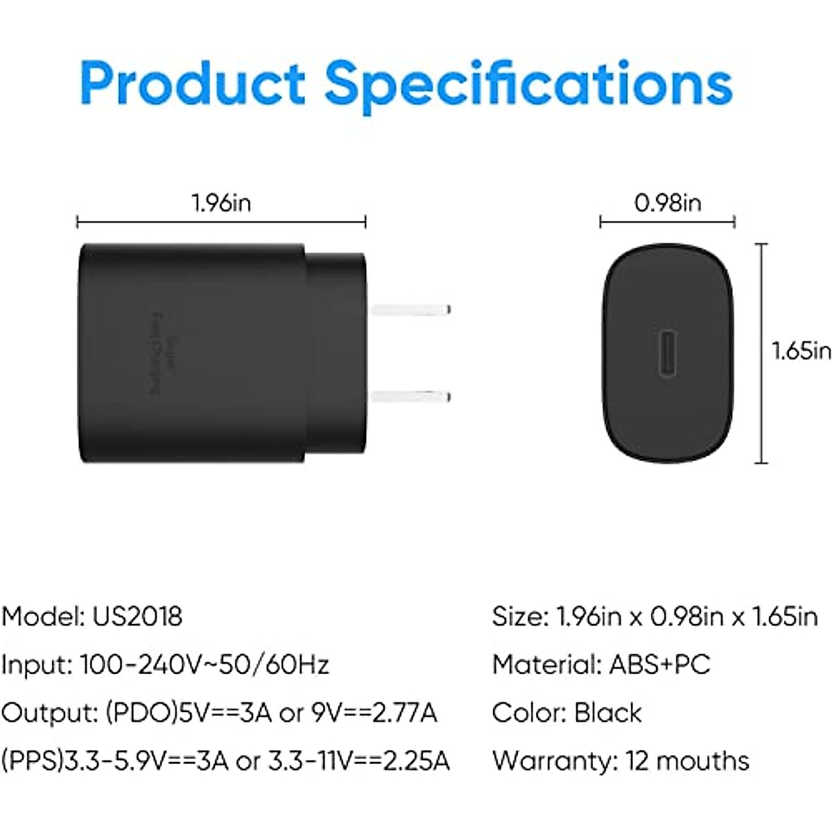 Type C Charger Super Fast Charging, 25W PD USB C Wall Charger Block 5ft Android Phone Cable for Samsung Galaxy S22, S22 Plus, S20 / S21 Ultra 5G Plus, Note 20/10 Plus, Z Fold/Flip 3 4, (2 Pack)