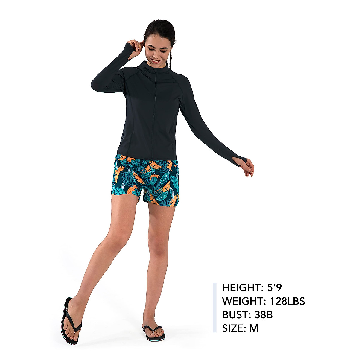 Actleis Women's Long Sleeve Rash Guard UPF 50+ UV Sun Protection Swim Shirt Medium Black