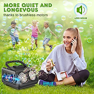 Zerhunt Bubble Machine| 20000+ Bubbles Per Minute Bubble Machine Blaster for Kids| Electric Bubble Blower Maker Operated by Plugin or Batteries| Bubble Toys for Indoor Outdoor Birthday Party（Black）