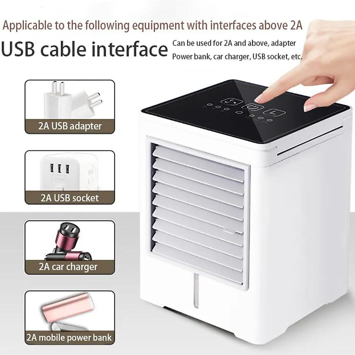 papercrush Portable Air Conditioner, 3 Speeds Personal Evaporative Air Cooler with 1-6H Timer, Mini Air Conditioner Touch Screen, Quiet Portable AC Unit Fan for Office Desk Home Bedroom Camping Car