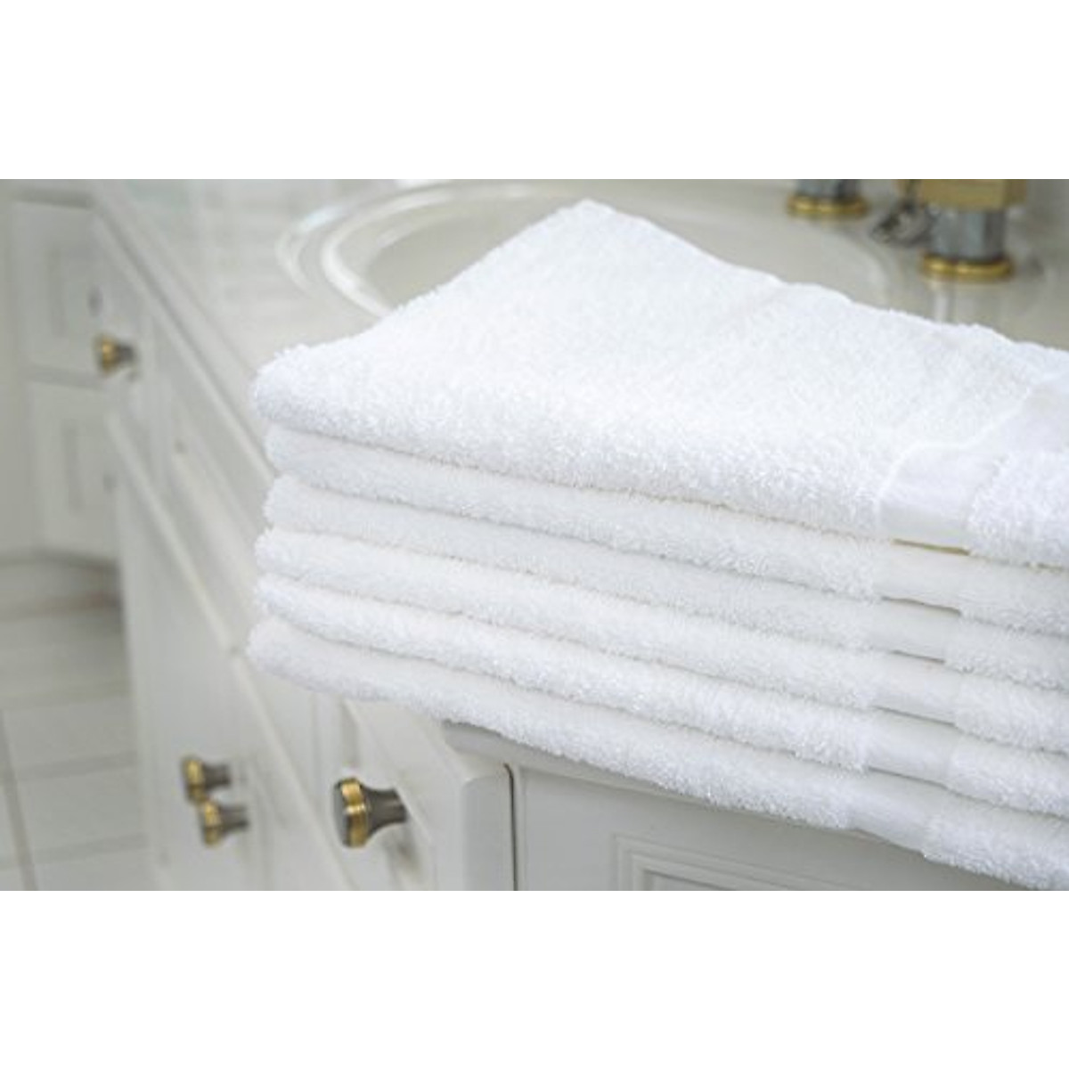 Cotton & Calm White Hand Towels for Bathroom - 12 Pack Salon Towels - 16 x 27 Inches Hand Towel - Perfectly Used As Hair Towel, Gym Towel, Facial Towel & Spa Towel