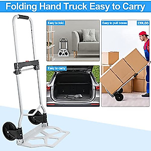 Dolly Cart 230 lbs Folding Hand Truck with 2 Elastic Ropes Portable Steel Folding Cart,Telescoping Handle,Handing Truck for Luggage, Moving, Travel, Shopping, Office Use, 2 Wheels