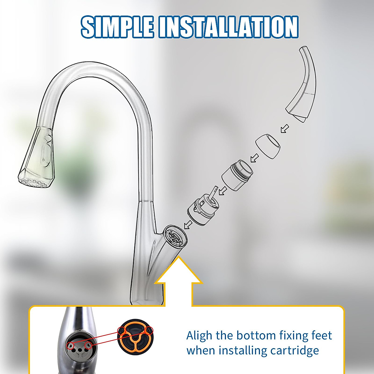 Upgrade RP50587 Cartridge for Delta DST Single-Handle Kitchen and Lavatory Faucets (36mm), with RP51503 Bonnet Nut and Allen Wrench