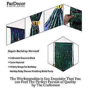 Pardecor Sequin Fabric by The Yard 1 Yard Iridescent Green to Black Mermaid Reversible Sequin Fabric Flip up Glitter Fabric Two Tone Sequin Fabric for Sewing Wedding Dress Pillow Decor