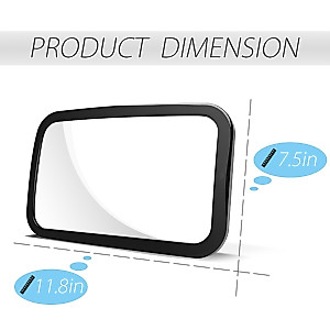 LanChuon Safety Baby Car Mirror for Back Seat, Updated Large and Stable Rear Facing Car Seat Baby in-Sight Shatterproof Mirror with Cloth, Adjustable Double Strip, 11.8 Inch Long