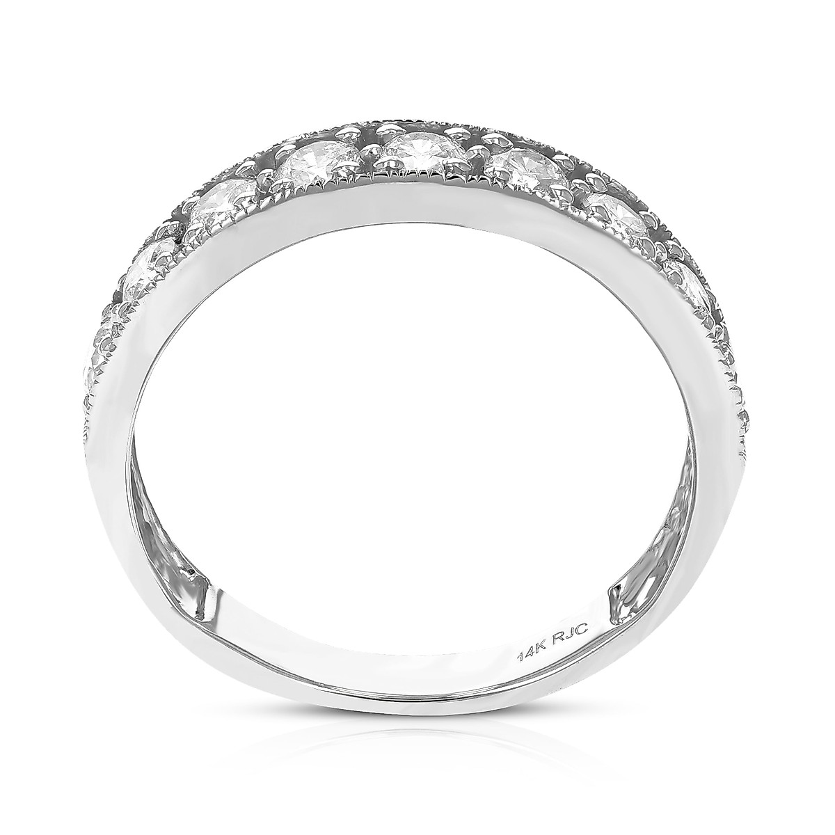 VIR JEWELS 1 cttw Diamond Wedding Band For Women, Milgrain Diamond Wedding Band in 14K White Gold Prong Set, Size 9.5
