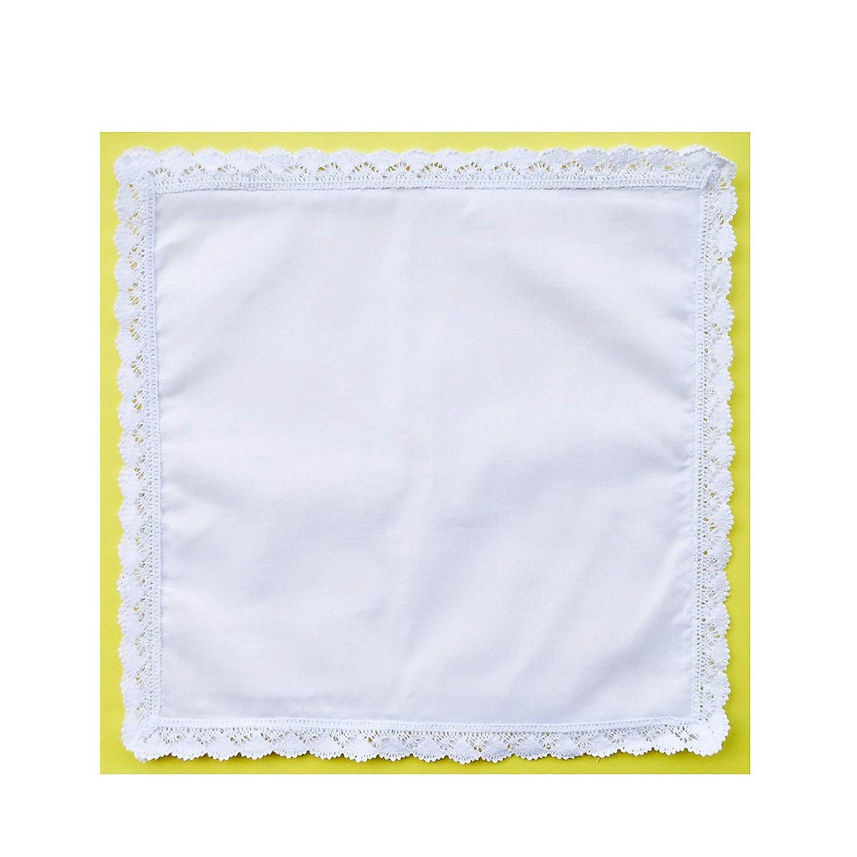 MemoryHanky Ladies Bridal Wedding Crochet Lace Handkerchiefs 60s Cotton Hankies Size 11.8"